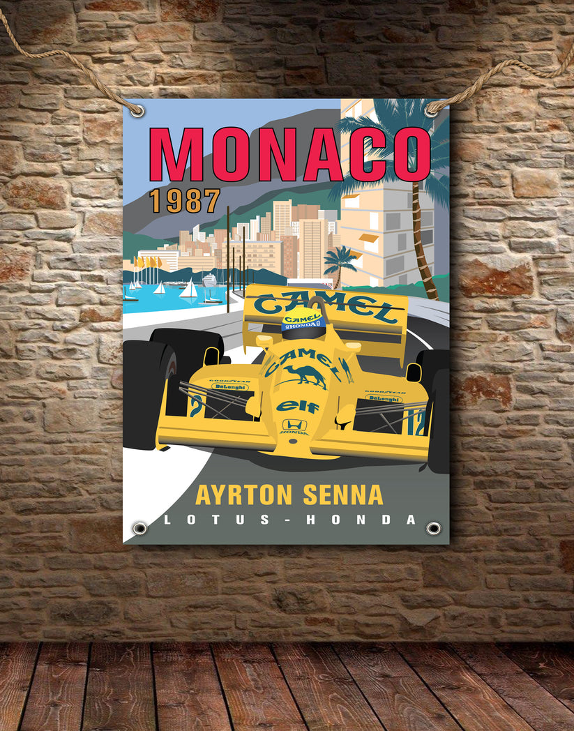 Ayrton Senna 1987 Monaco Banner – Exclusively Motorsport