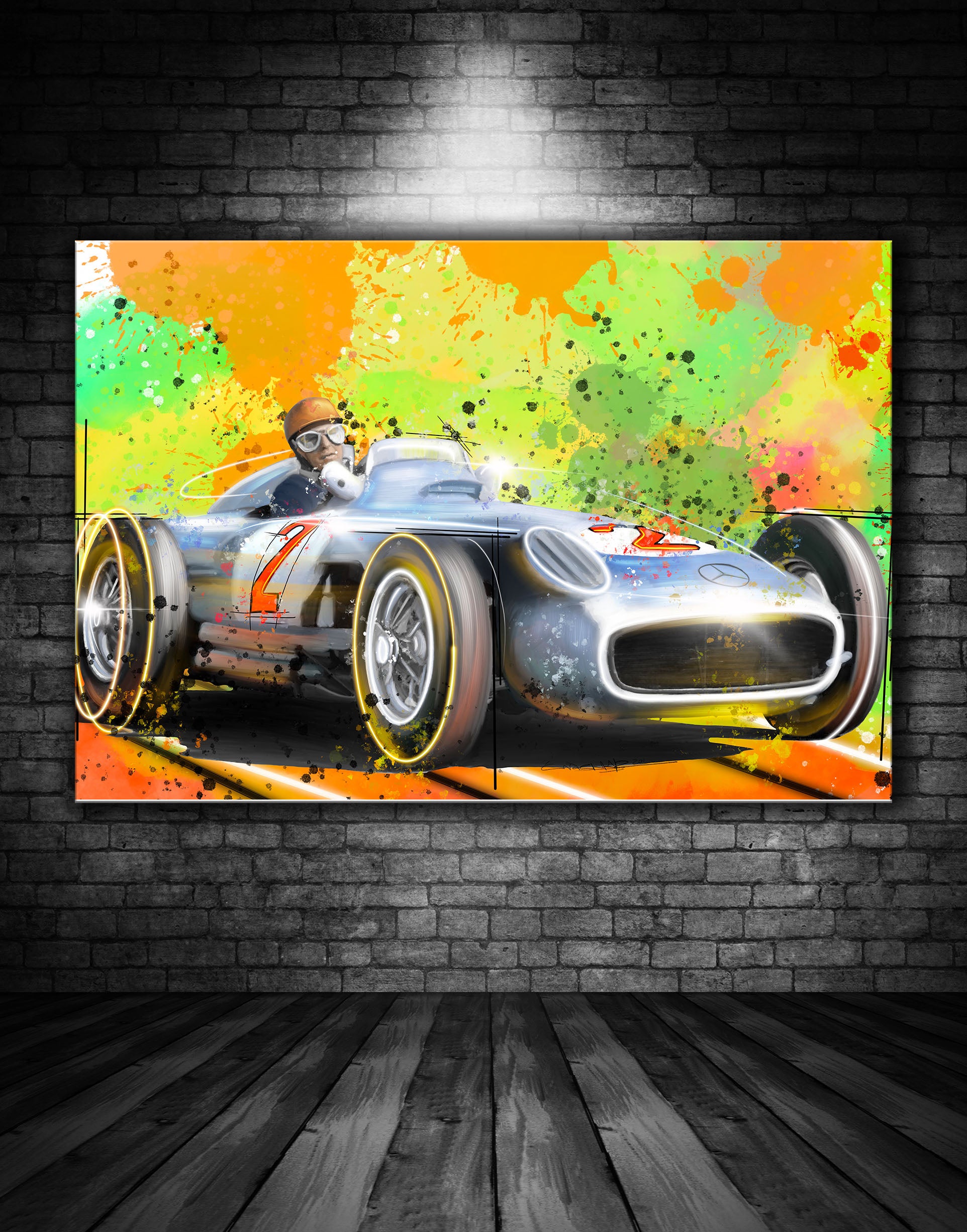 Juan Fangio Mercedes W196 Graffiti Painting – Exclusively Motorsport